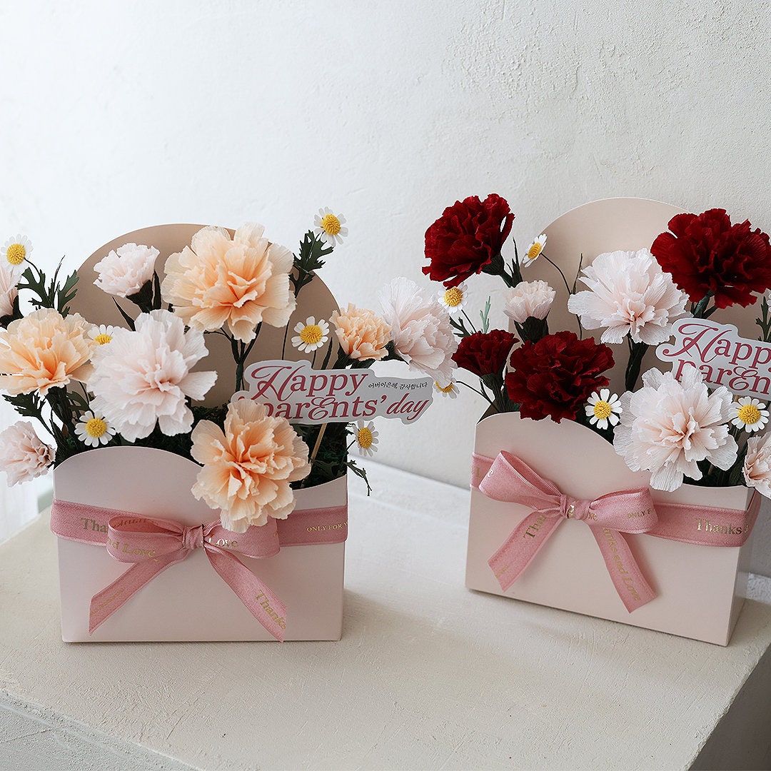DIY Paper Flower Kit – Carnation and Daisy Flower Box, Crepe Paper ...