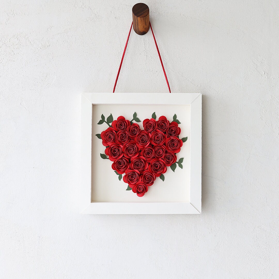 Evacraftspaper Flower DIY Heart Shape 3D Rolled Paper Flowers Wall ...