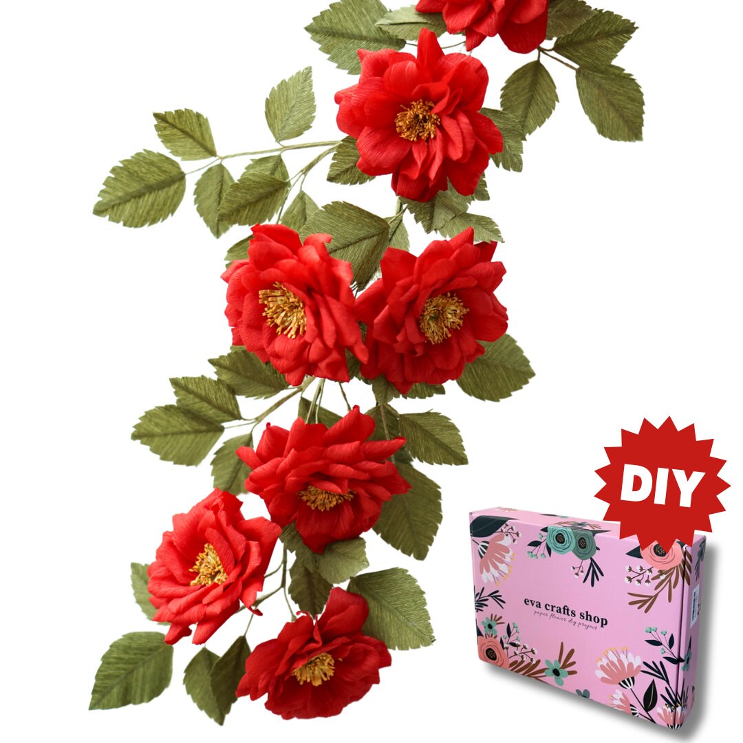 DIY Crepe Paper Rose Vine Kit – Handmade Floral Craft – Paper Flower ...