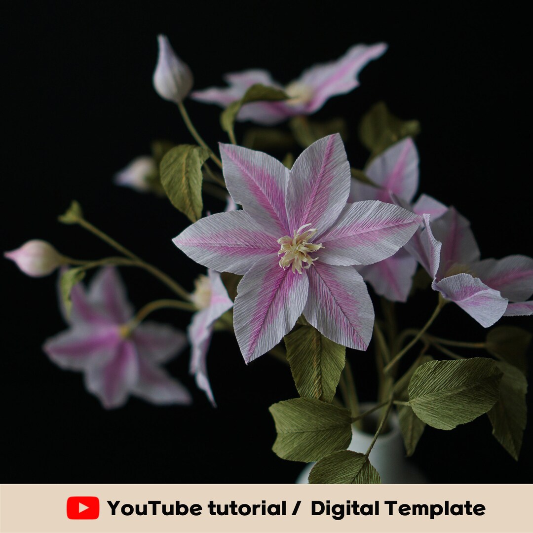 Evacrafts/digital Template- Handmade CLEMATIS Crepe Paper Flower Digital Template With Video ...