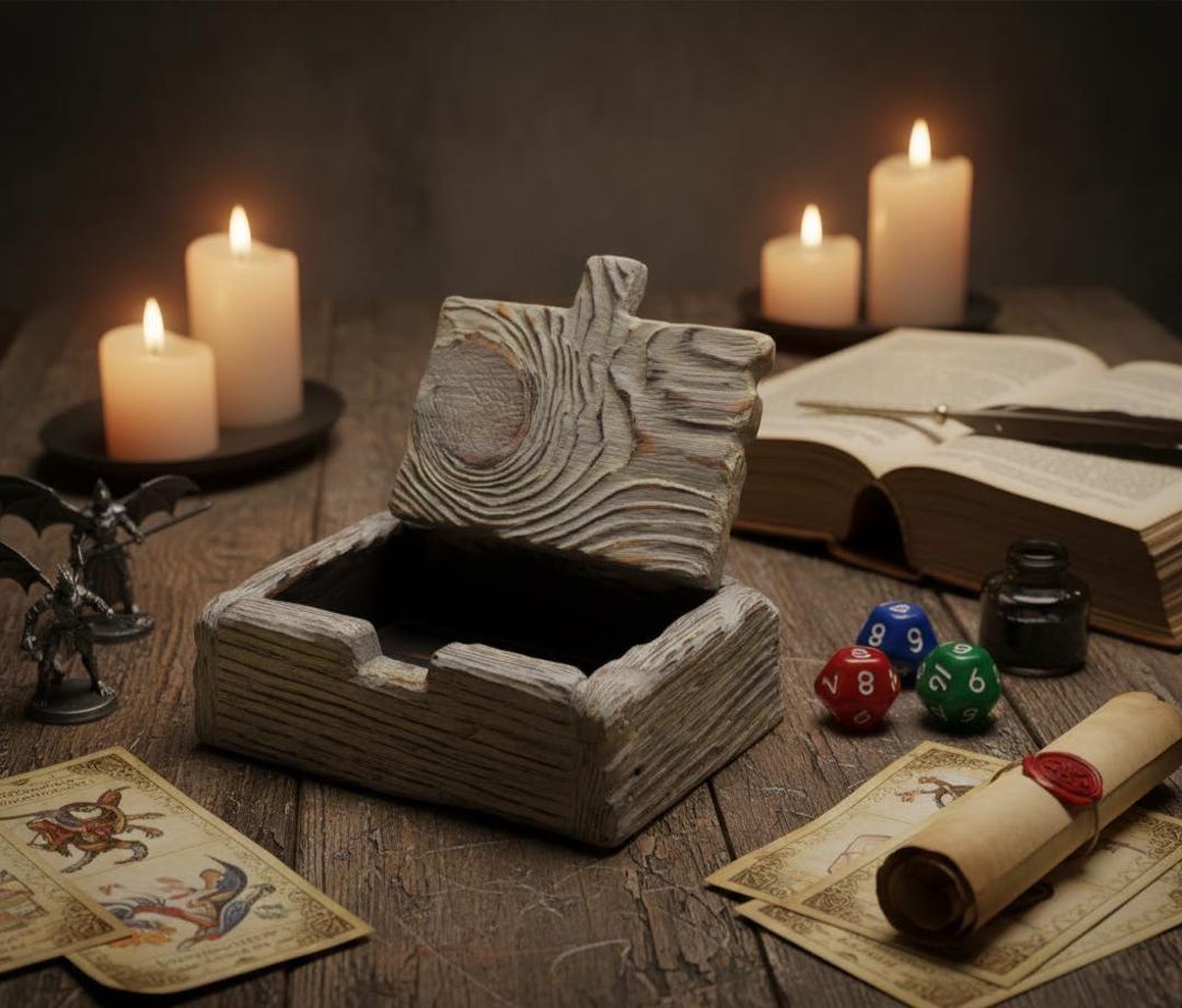 DND Dice Storage Box, Wooden Dice Chest for Tabletop Gaming, Dice ...