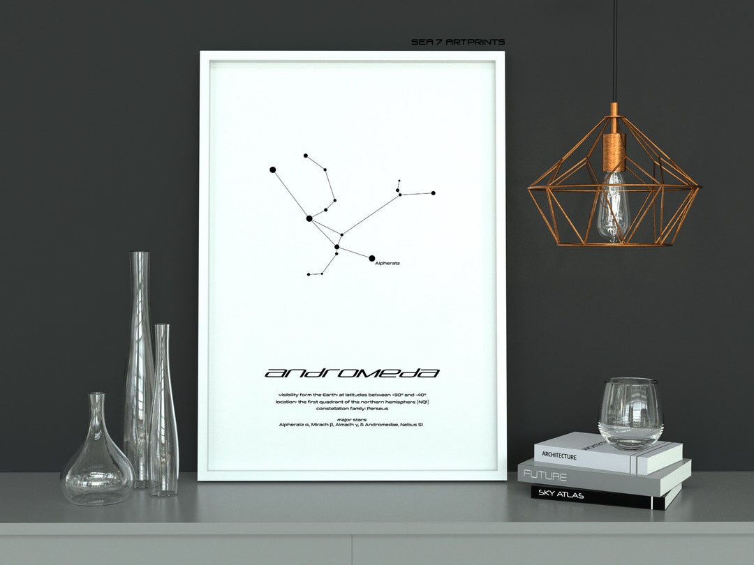 Andromeda Star Constellation, Printable Art, Black and White, Instant ...