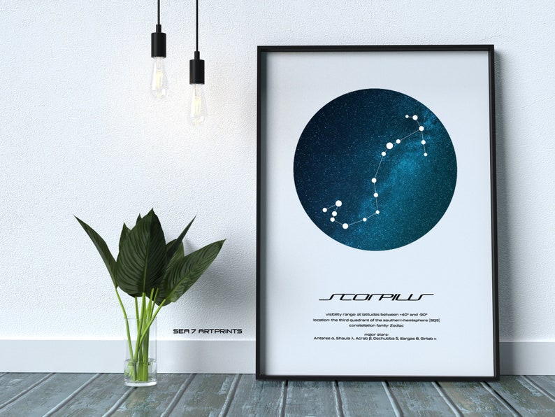 Scorpius Star Constellation, Printable Art, Color Print, Instant ...