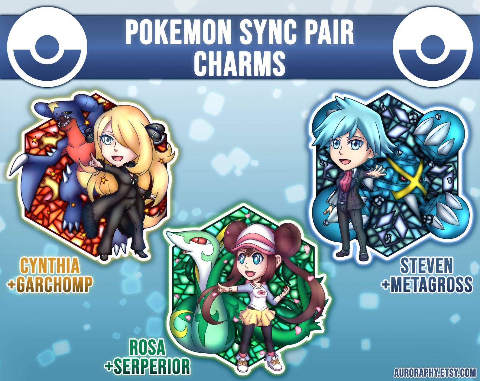 Pokémon Sync Pair Charms: Cynthia Steven Rosa | Etsy