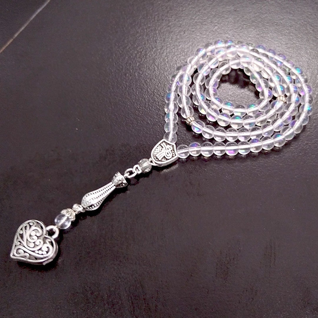 Tasbih White Crystal 6mm 99 100 Beads With Metal Tassel - Etsy