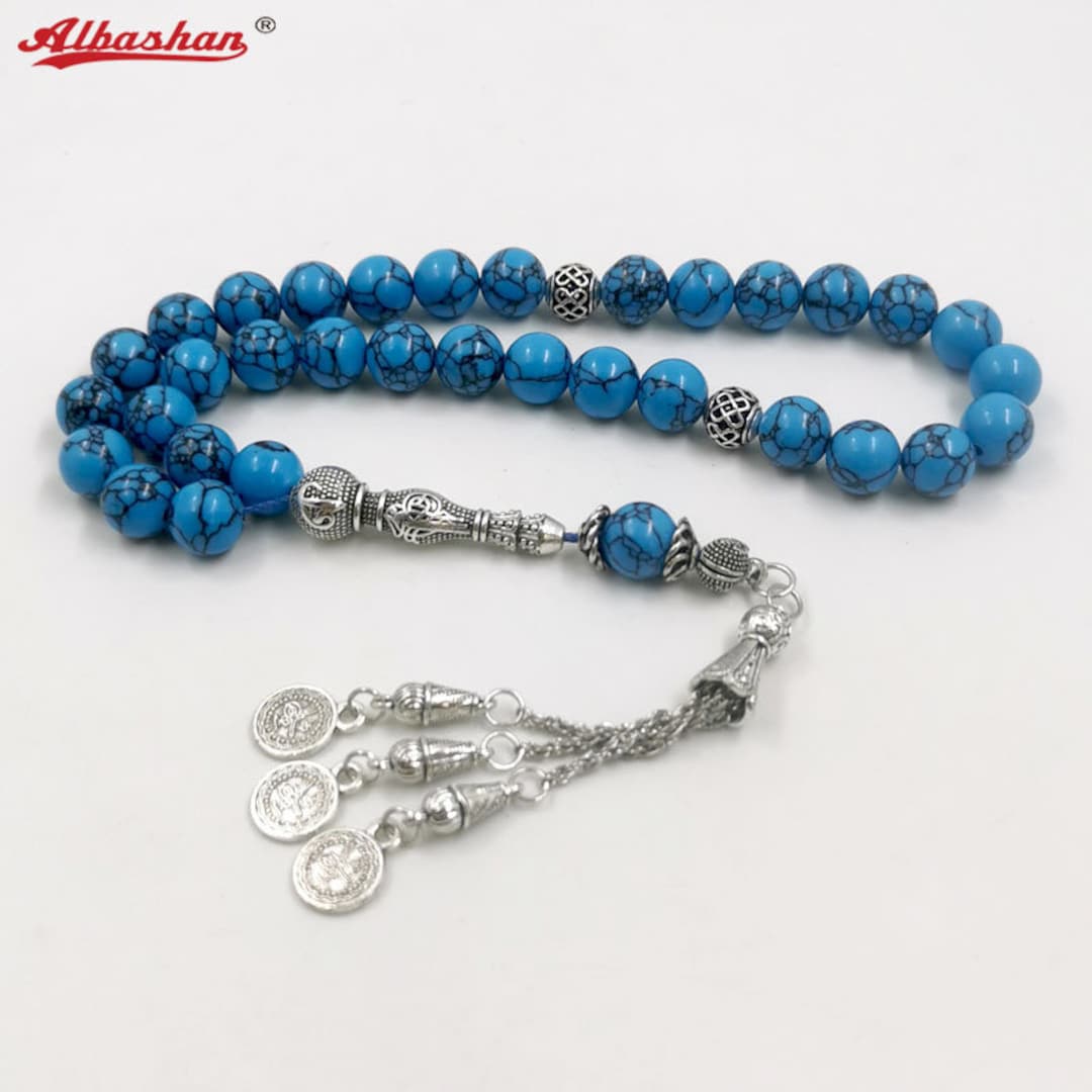 Tasbih Men Natural Mongolian Turquoise Gemstone Muslim Prayer - Etsy