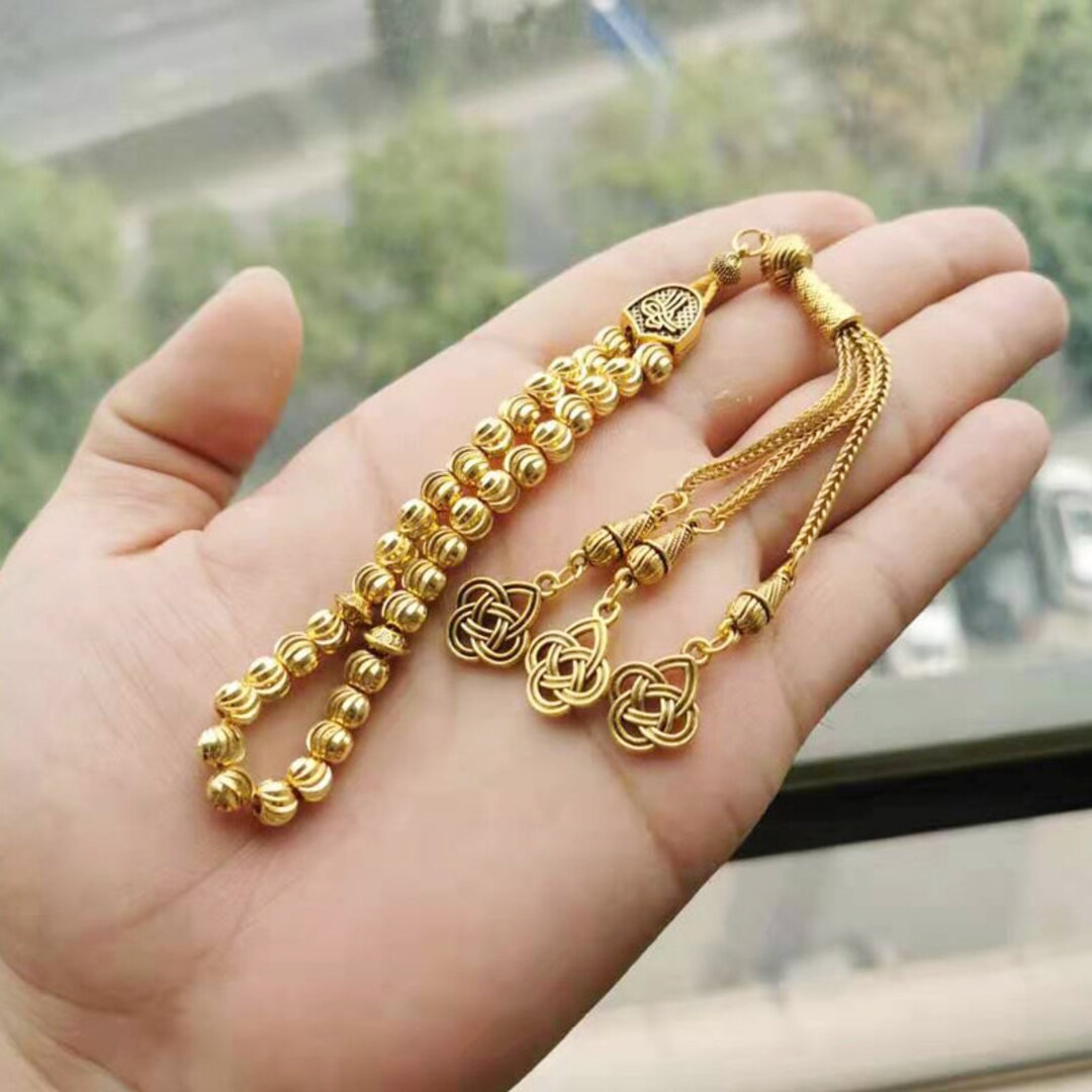 Gold Tasbih Muslim Prayer Bead Islamic Accessories on Hand - Etsy