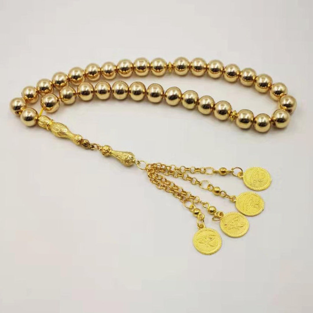 Natural Hematite Golden Tasbih Tassel Gold Prayer Beads 33 66 - Etsy