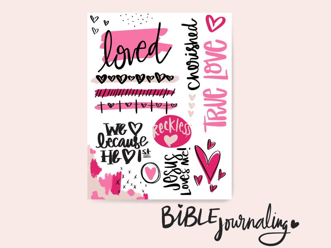 Valentine’s Day Love Theme Bible Journaling Printable, Instant Download ...