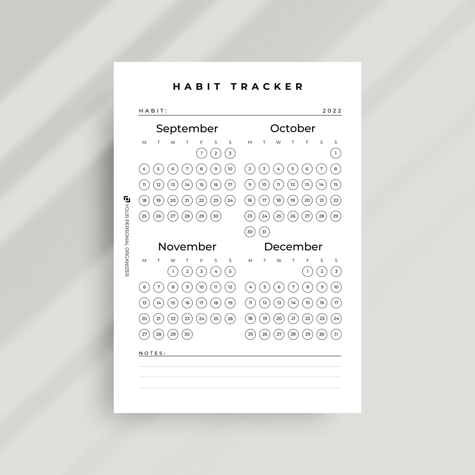 Habit Tracker Planner Insert - Etsy
