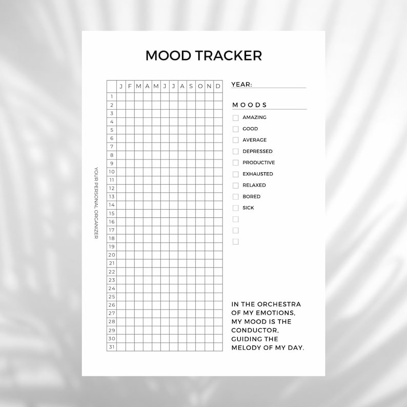 Mood Tracker Planner Insert Calendar Scheduler - Etsy