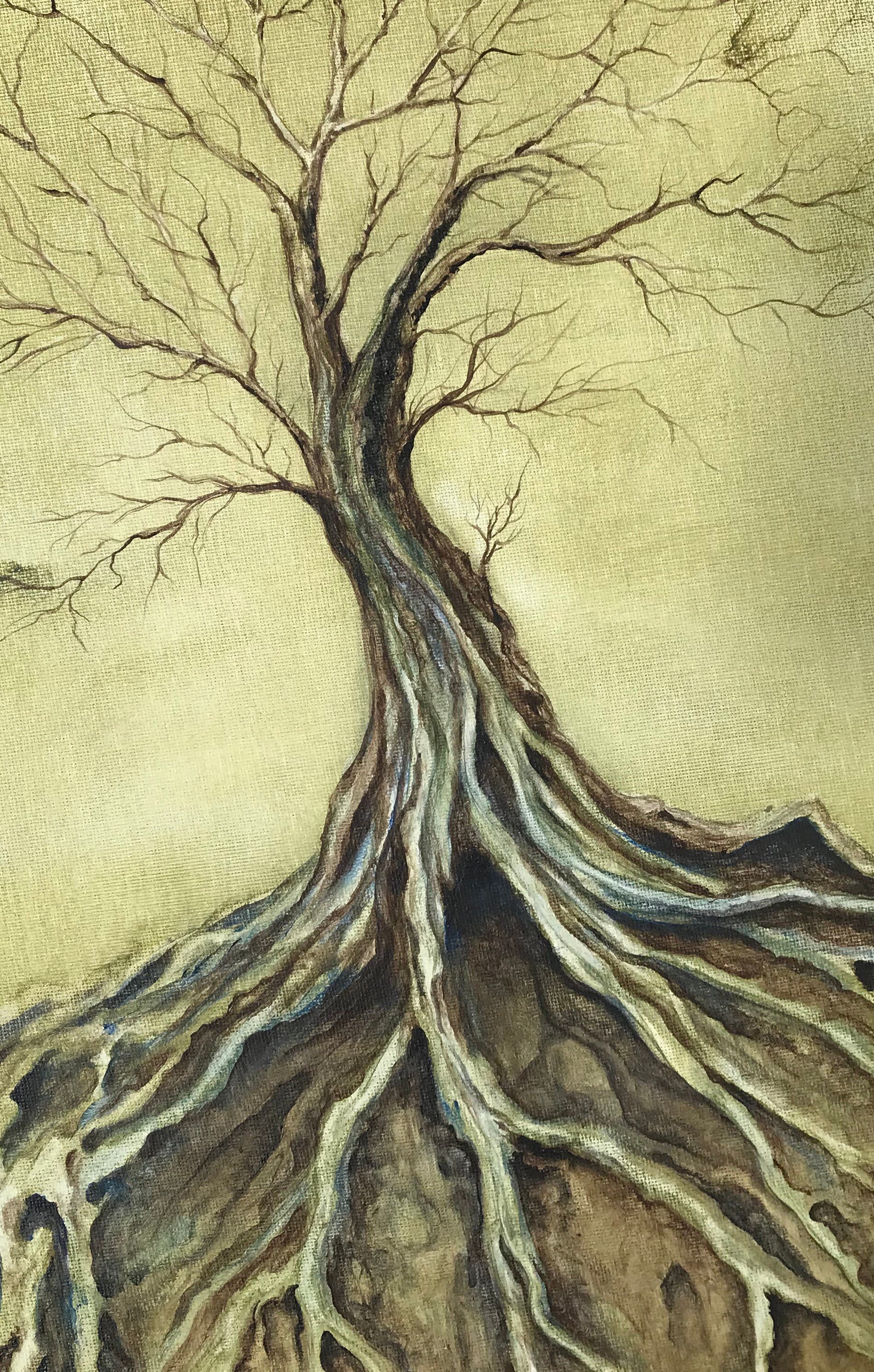 Original Painting Print on Giclee: “tree of Life in Browns and Blues ...