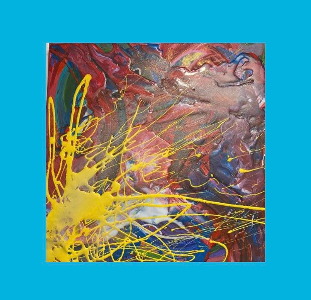 Paint splattered abstract art, layers of paint and colour in energetic ...