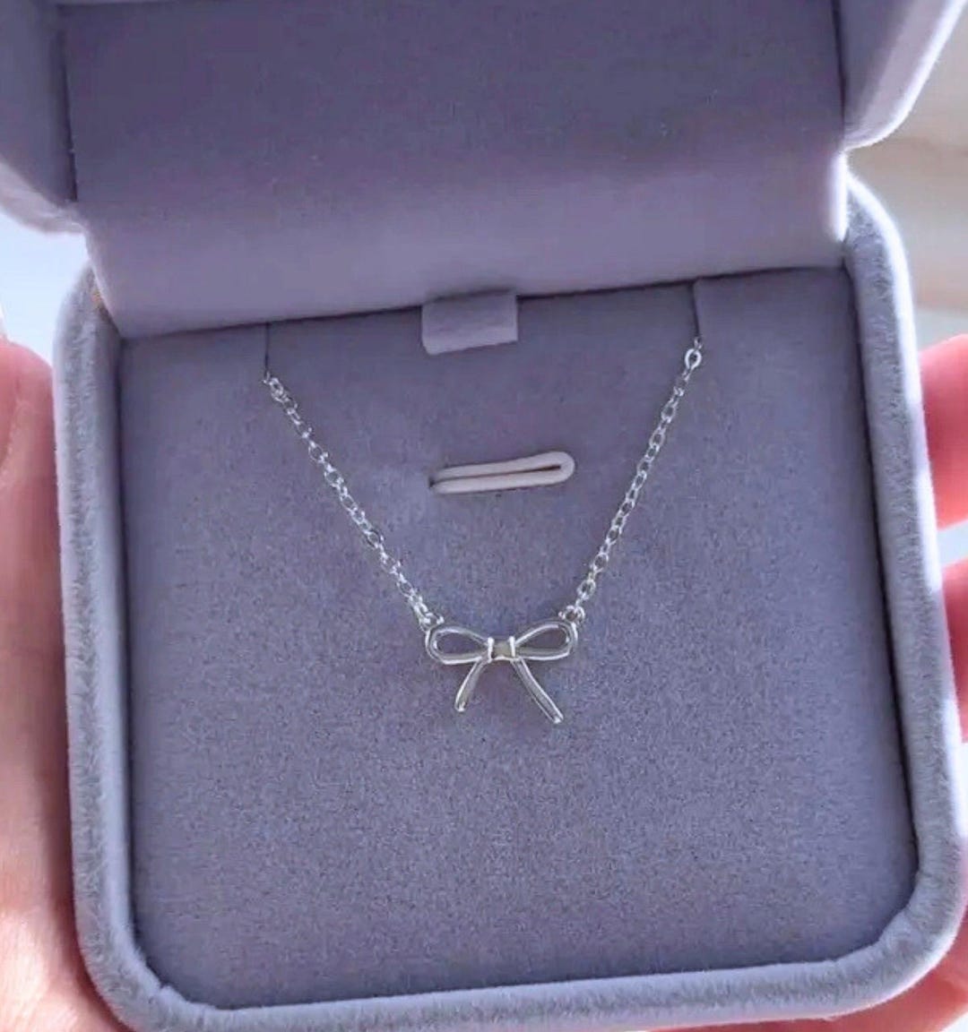 Dainty Bow Necklace in Sterling Silver - Etsy