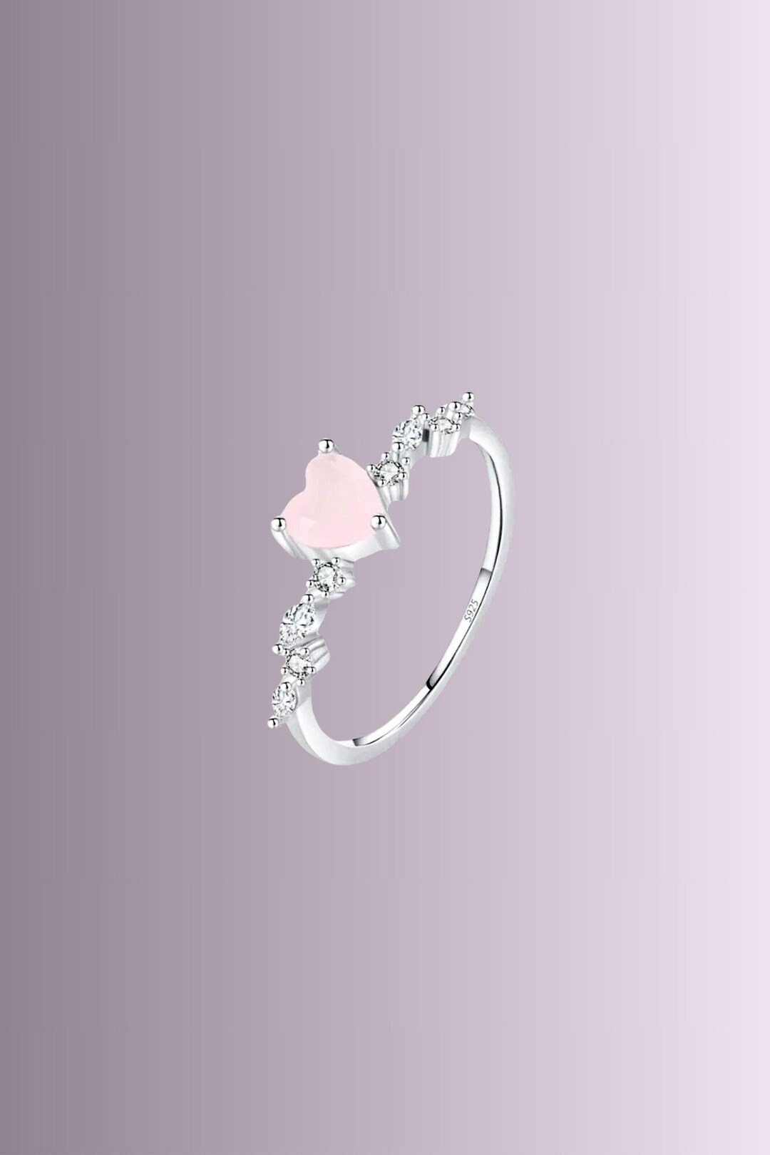 Frosted Pink Princess Heart Ring in Sterling Silver - Etsy