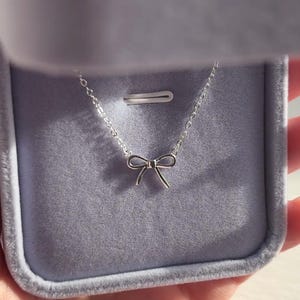 Dainty Bow Necklace in Sterling Silver - Etsy
