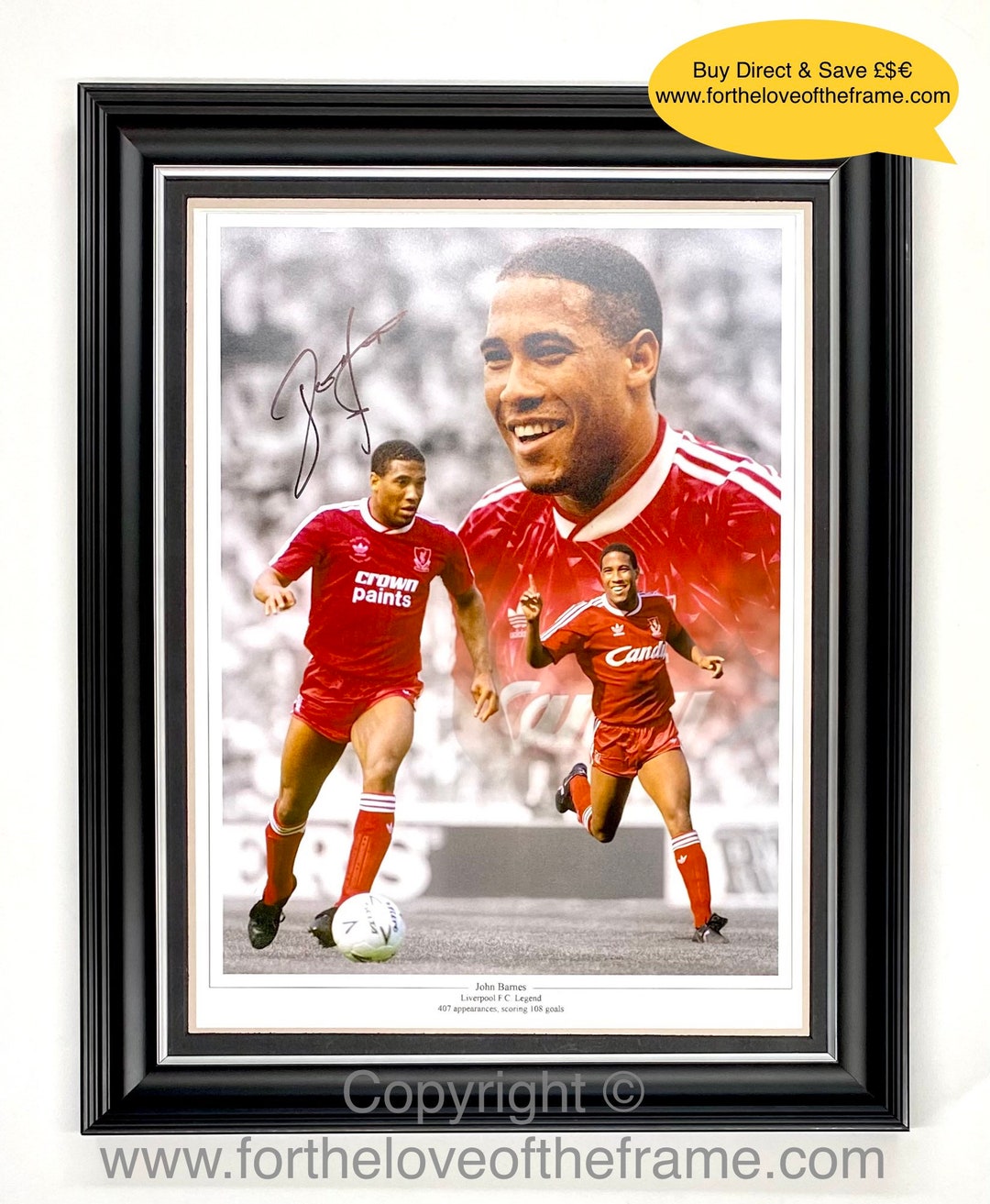 John Barnes Signed Autograph Football Soccer Memorabilia Liverpool FC ...