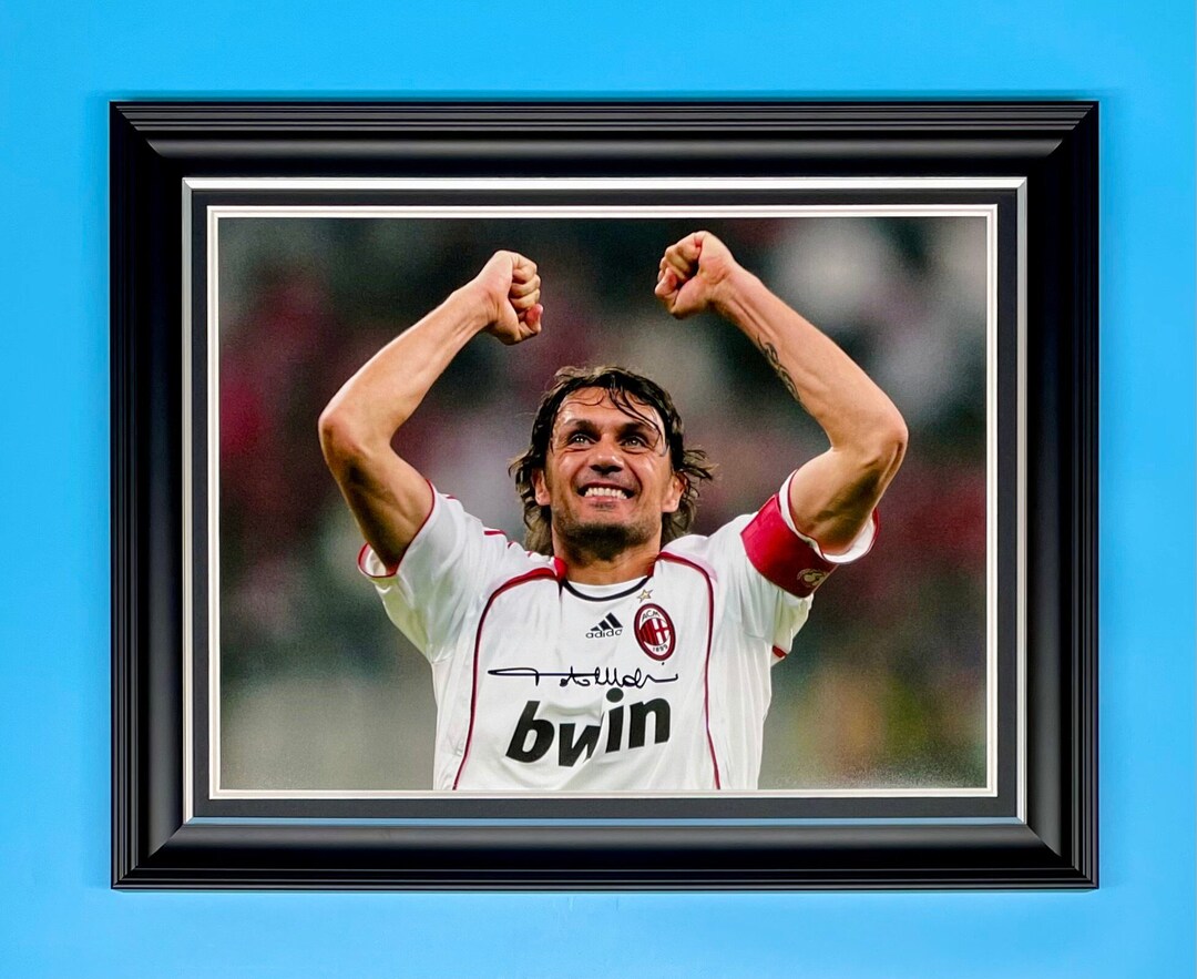 Paolo Maldini Signed Photo in Luxury Handmade Wooden Frame With Photo ...
