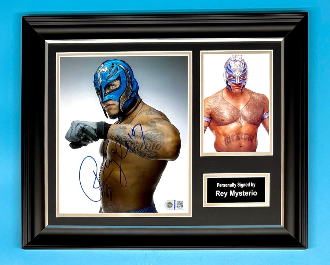 Rey Mysterio Signed Photo in Luxury Handmade Wooden Frame With SWAU ...
