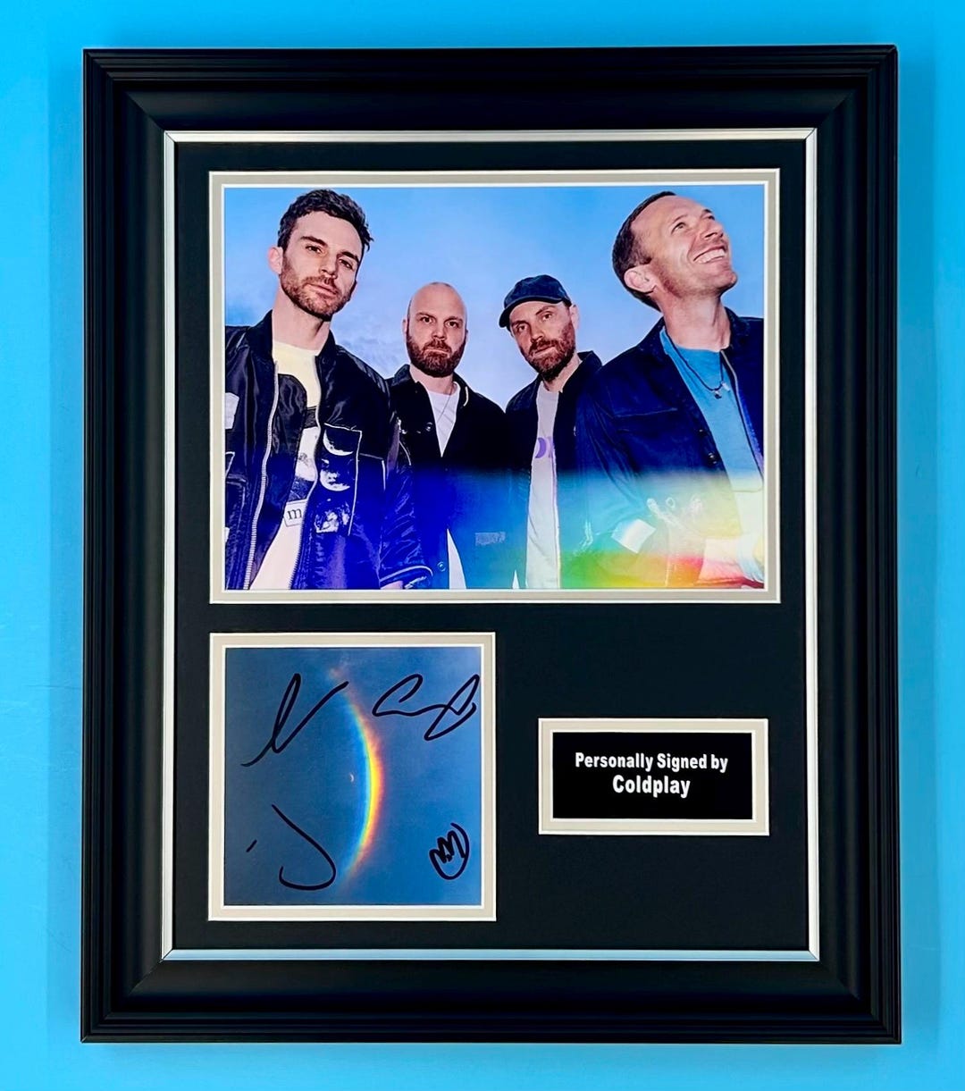 Coldplay Signed Photo in Luxury Handmade Wooden Frame & Certificate of ...