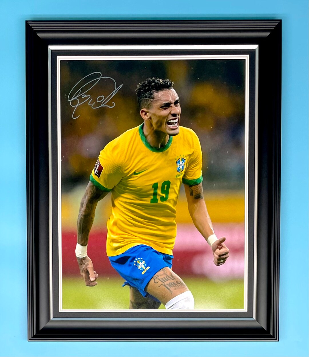 Raphinha Signed Photo in Luxury Handmade Wooden Frame & AFTAL Member ...