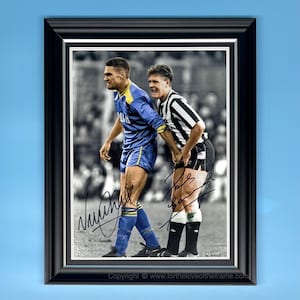 Paul Gascoigne & Vinnie Jones Signed Photo in Luxury Handmade Wooden ...