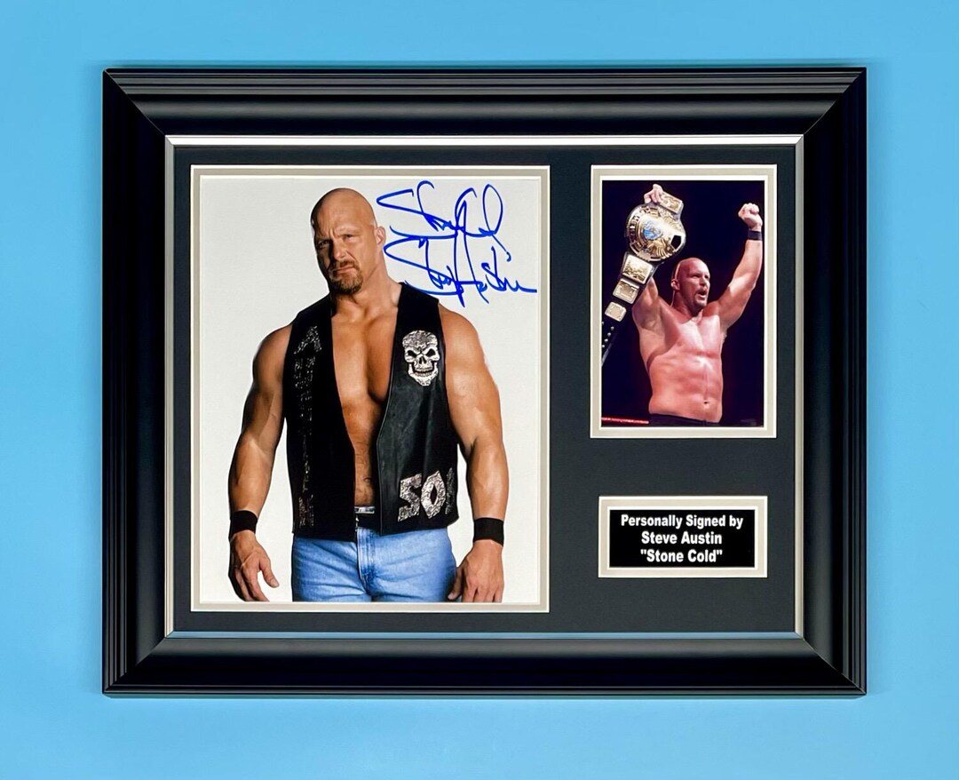 Stone Cold Steve Austin Signed Photo in Luxury Handmade Wooden Frame ...