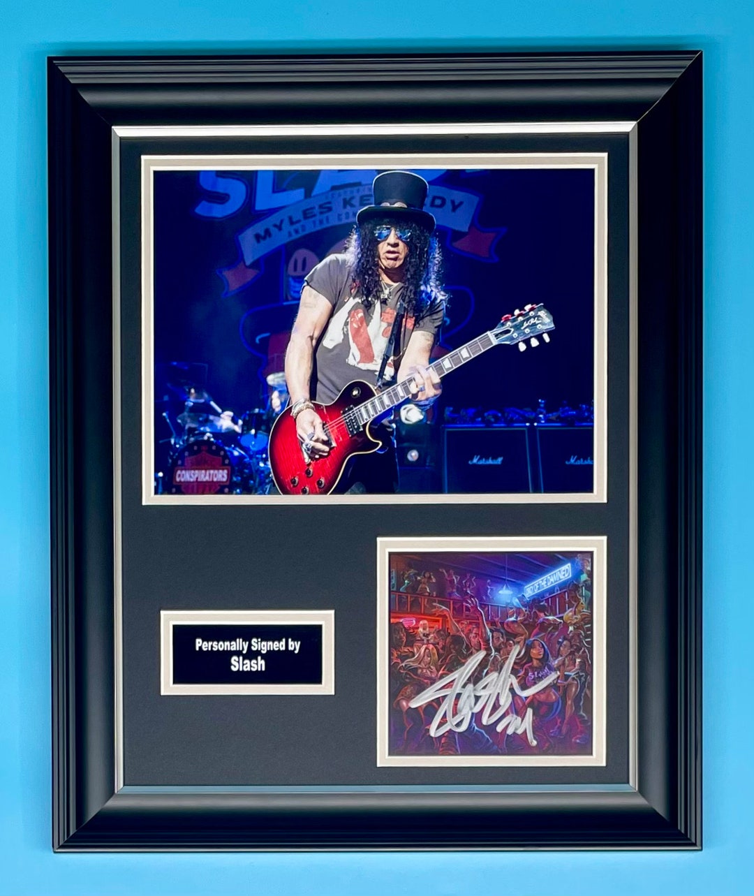 Slash Signed Photo in Luxury Handmade Wooden Frame & AFTAL Member COA ...
