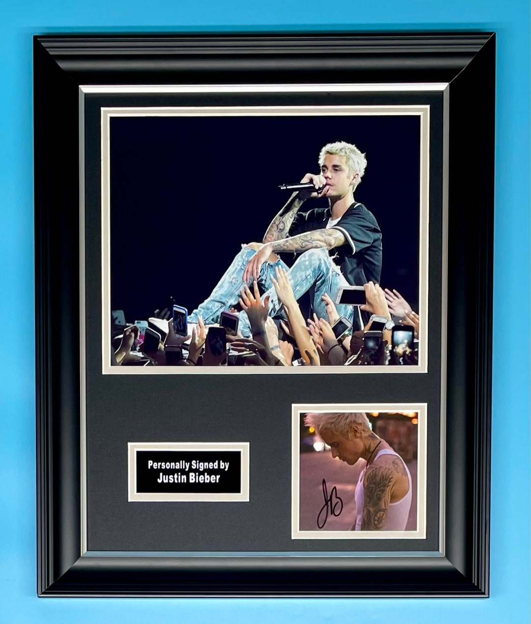 Justin Bieber Signed Photo in Luxury Handmade Wooden Frame & AFTAL ...