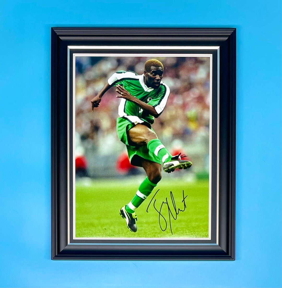 Jay Jay Okocha Signed Photo in Luxury Handmade Wooden Frame & AFTAL ...
