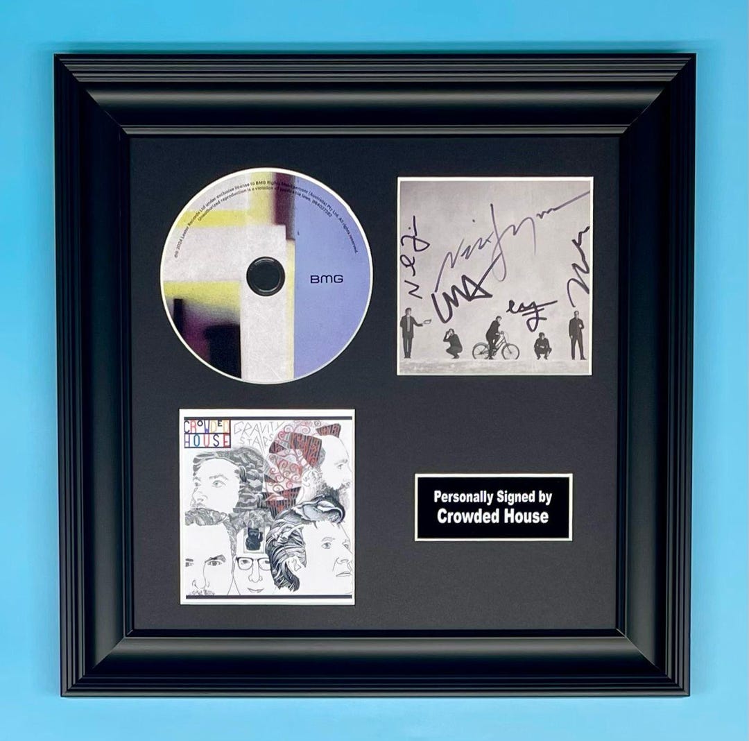 Crowded House Signed Photo & CD in Luxury Handmade Wooden Frame With ...