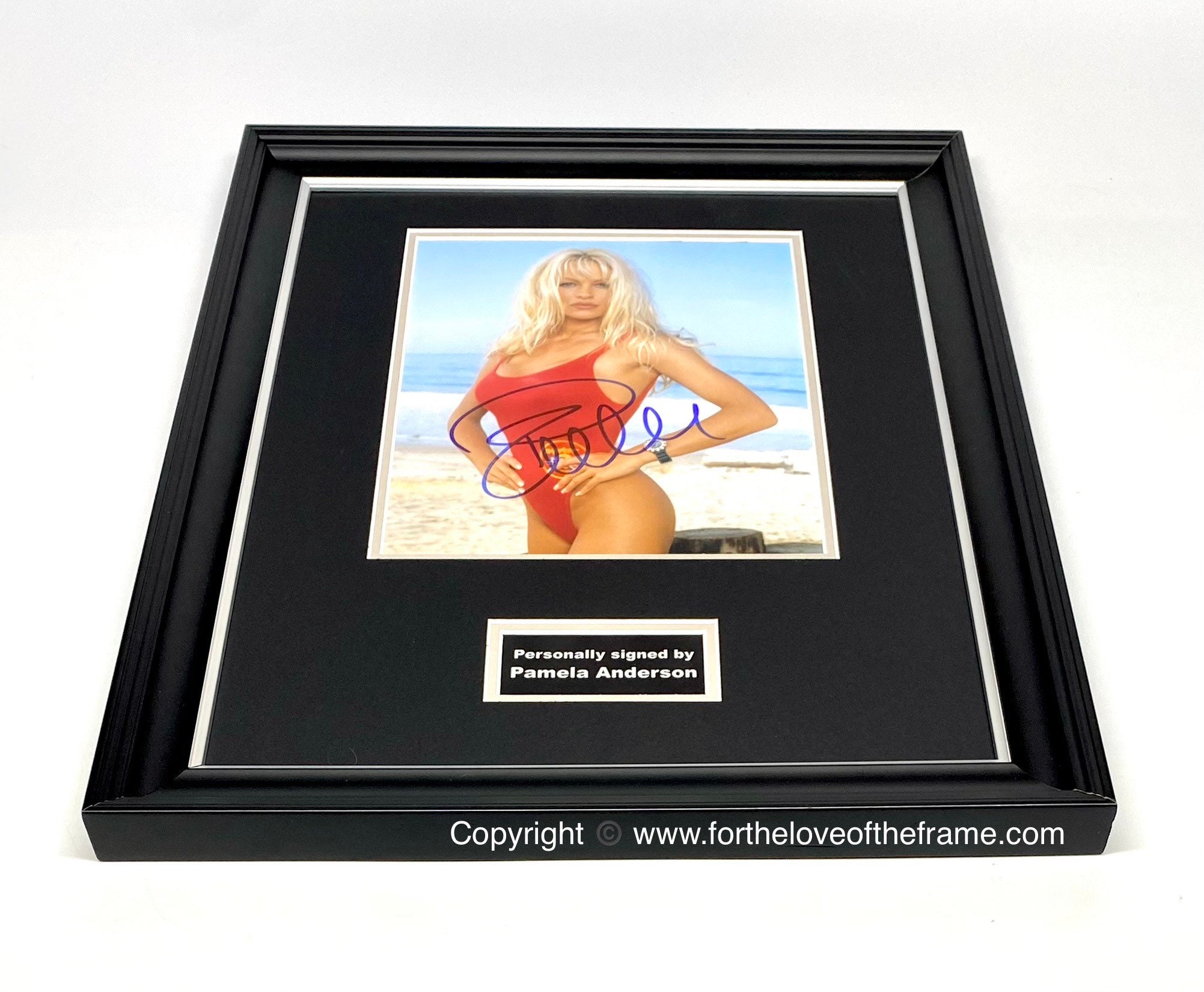 Pamela Anderson Signed Autograph Movie Memorabilia Baywatch Film Photo in Luxury Handmade Wooden ...