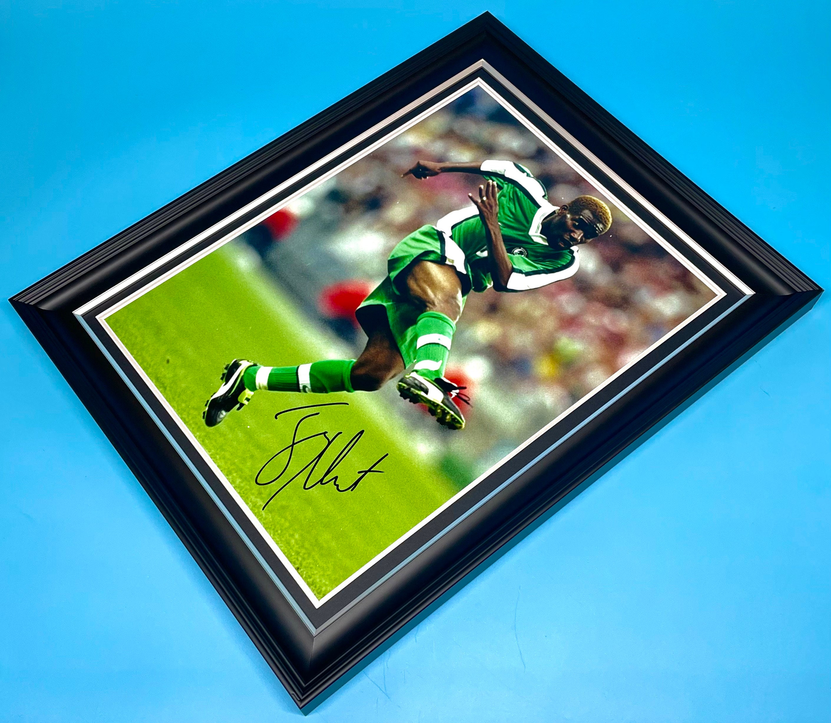 Jay Jay Okocha Signed Photo in Luxury Handmade Wooden Frame & AFTAL ...