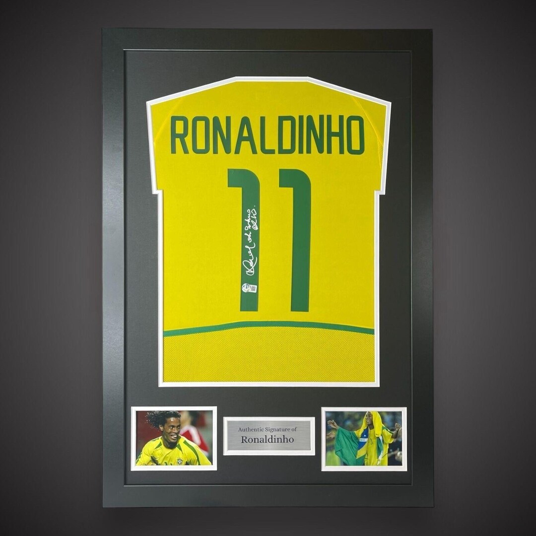 Ronaldinho Signed Shirt in Luxury Frame With Beckett Verification ...