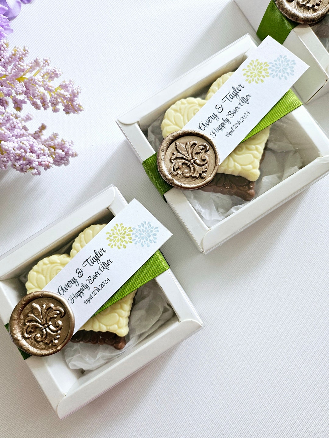Decorated Chocolate Favors Box Set: Personalized Decorated Hearts for ...