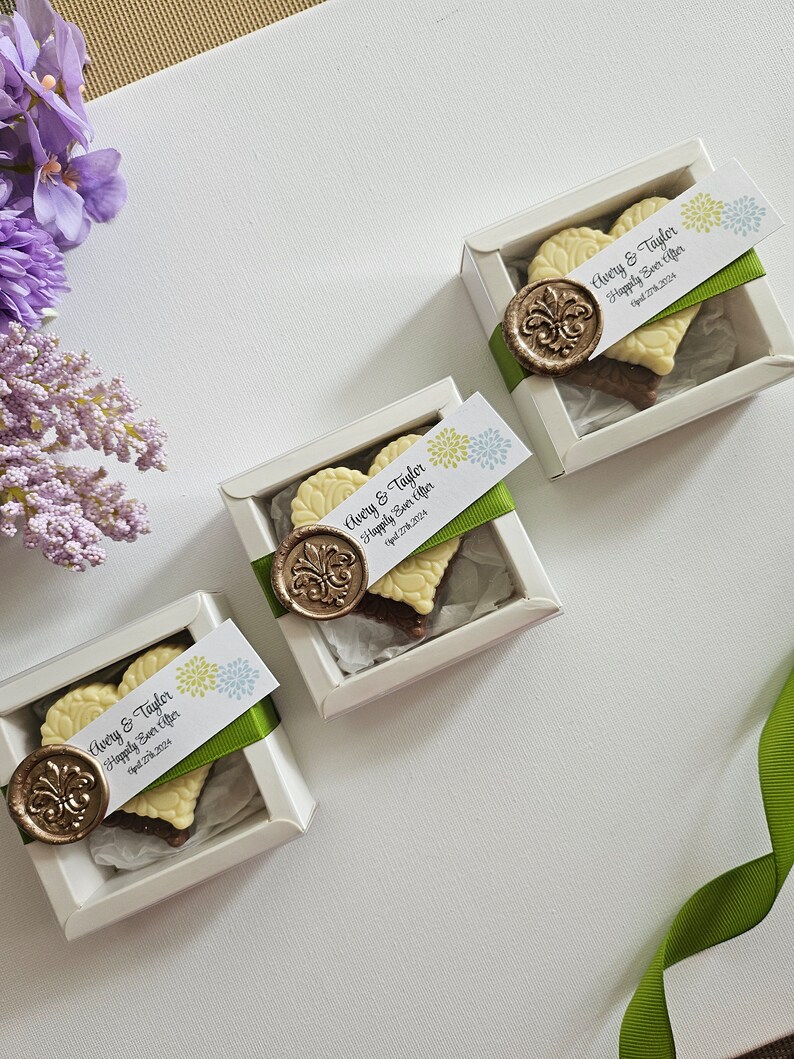 Decorated Chocolate Favors Box Set: Personalized Decorated Hearts for ...