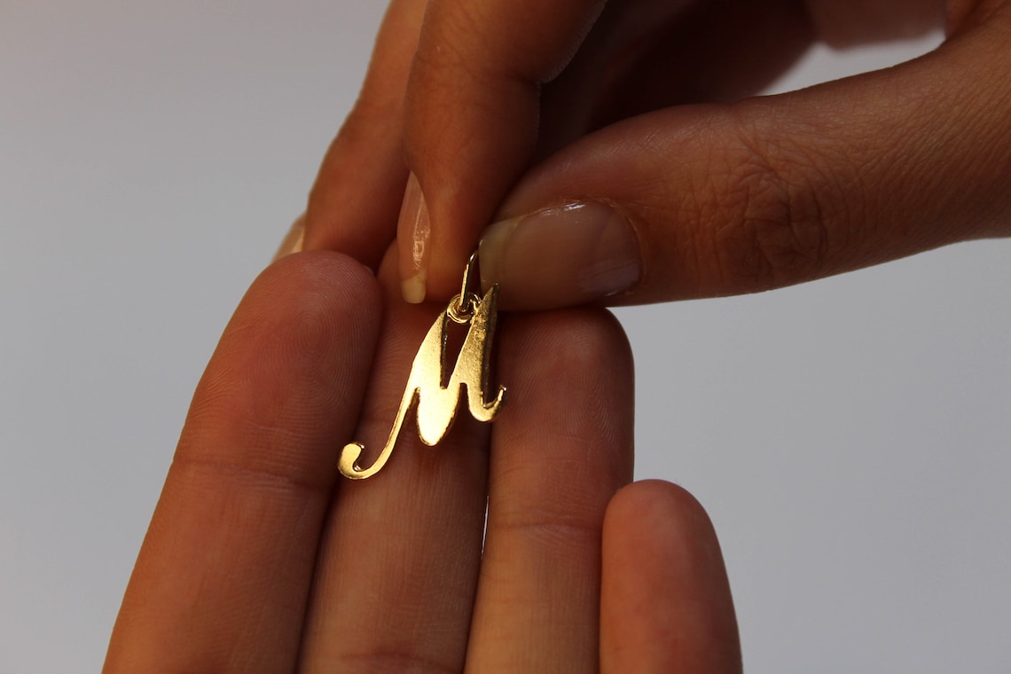 Vintage 9ct Solid Gold Letter M Pendant Letter | Etsy