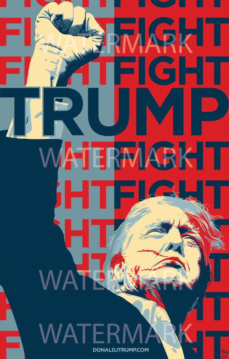 RARE Donald Trump Fight, FIGHT, FIGHT 2024 Official Campaign Poster ...