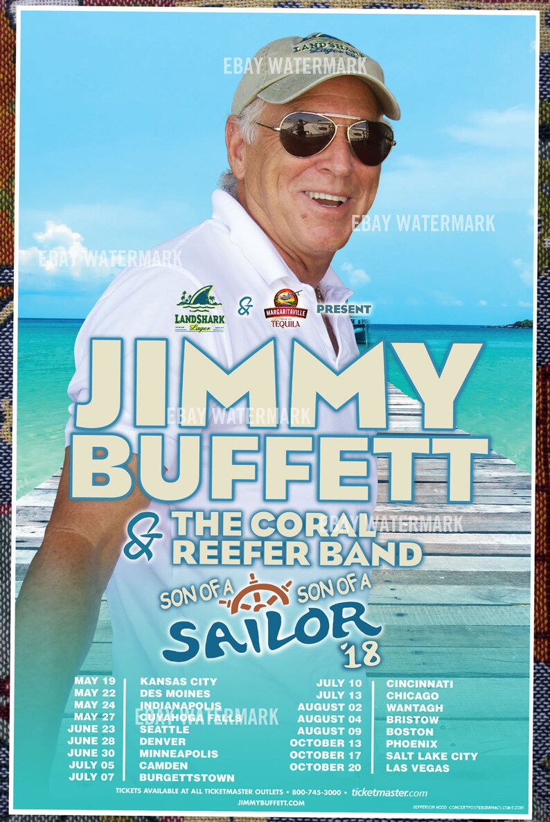 Jimmy Buffett 2018 Tour Poster Son of A Son of A Sailor Parrot Head ...