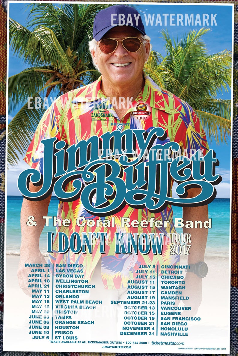 Jimmy Buffett 2017 Tour Poster I Don't Know Tour Parrot Head Rare - Etsy