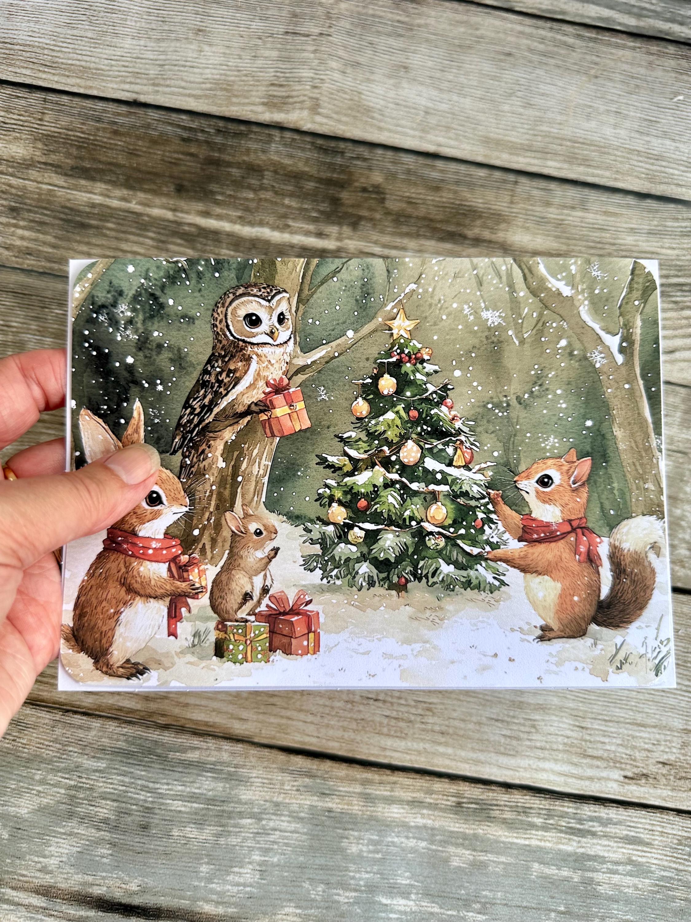 Gorgeous Wood Land Animals Theme Greetings Card, Singles or a Pack of 3 ...