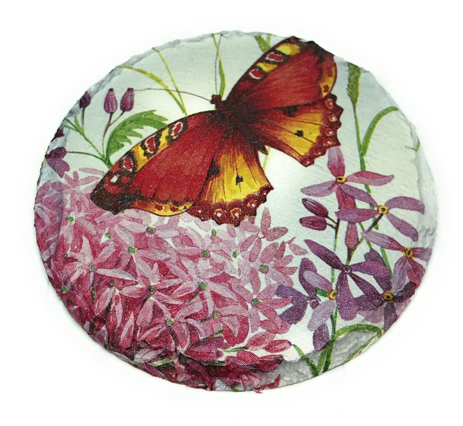 Butterfly and flower coaster slate coaster floral coaster | Etsy