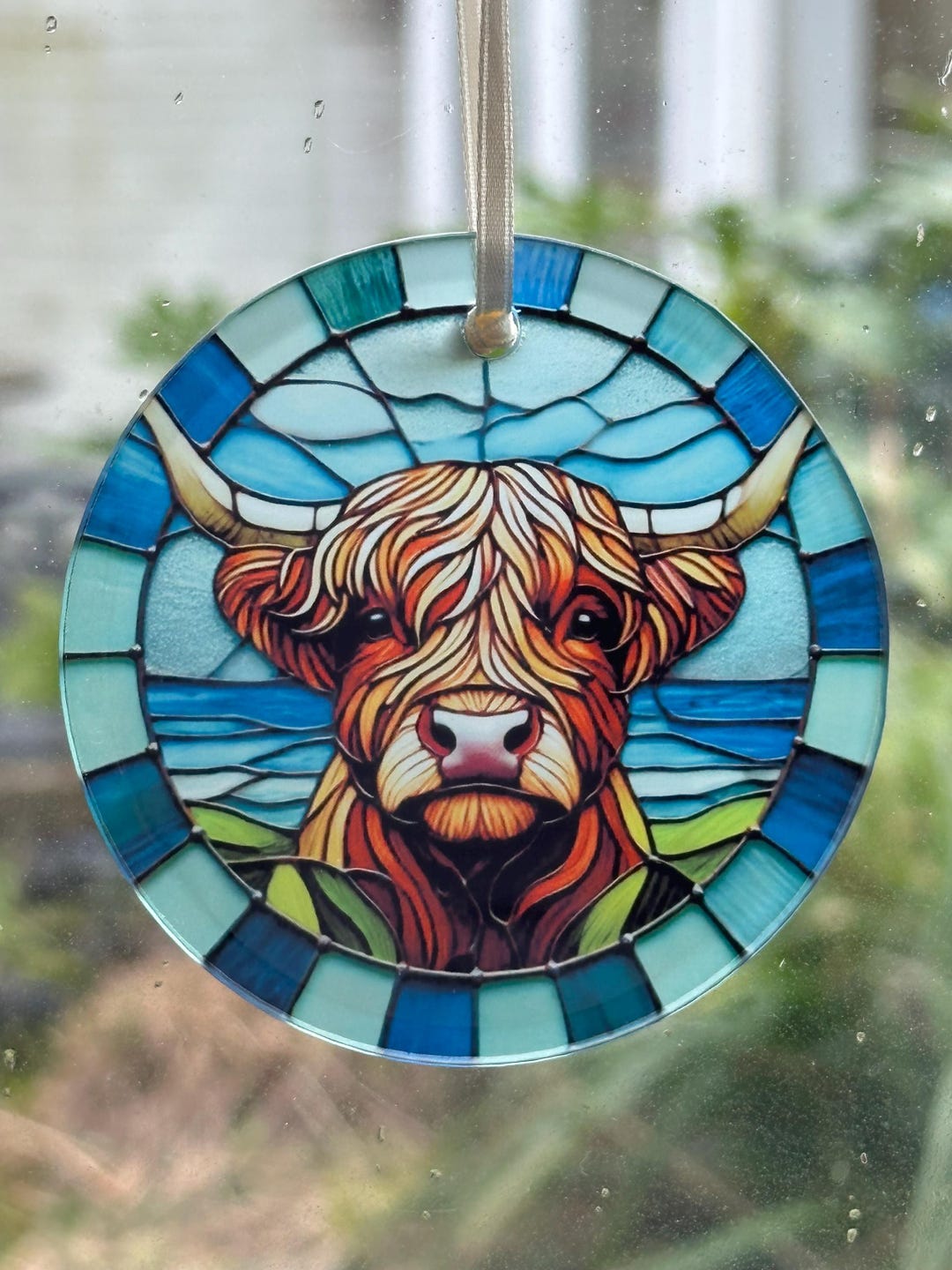 Highland Cow, Stain Glass Effect, Glass Hanging Decoration - Etsy
