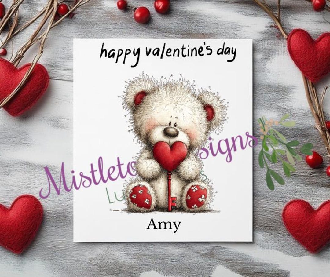 Valentines Card, Cute Teddy Bear Holding the Key to Your Heart , for ...