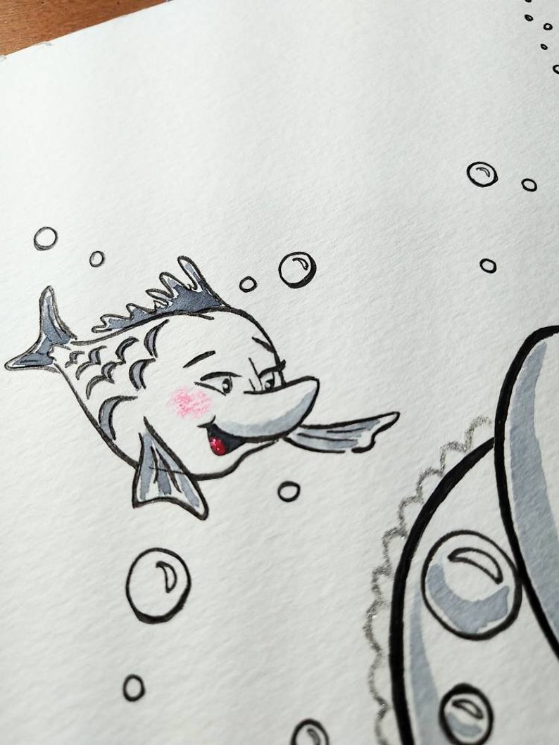 Original Sketch Mermaid in the Shell - Etsy