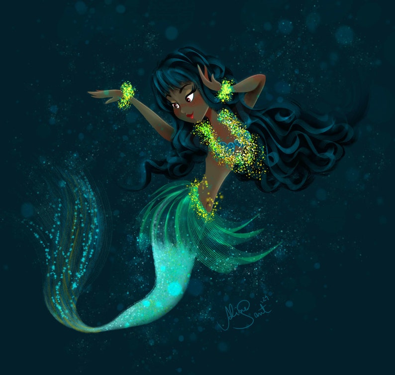 Mermaid Hula Print - Etsy