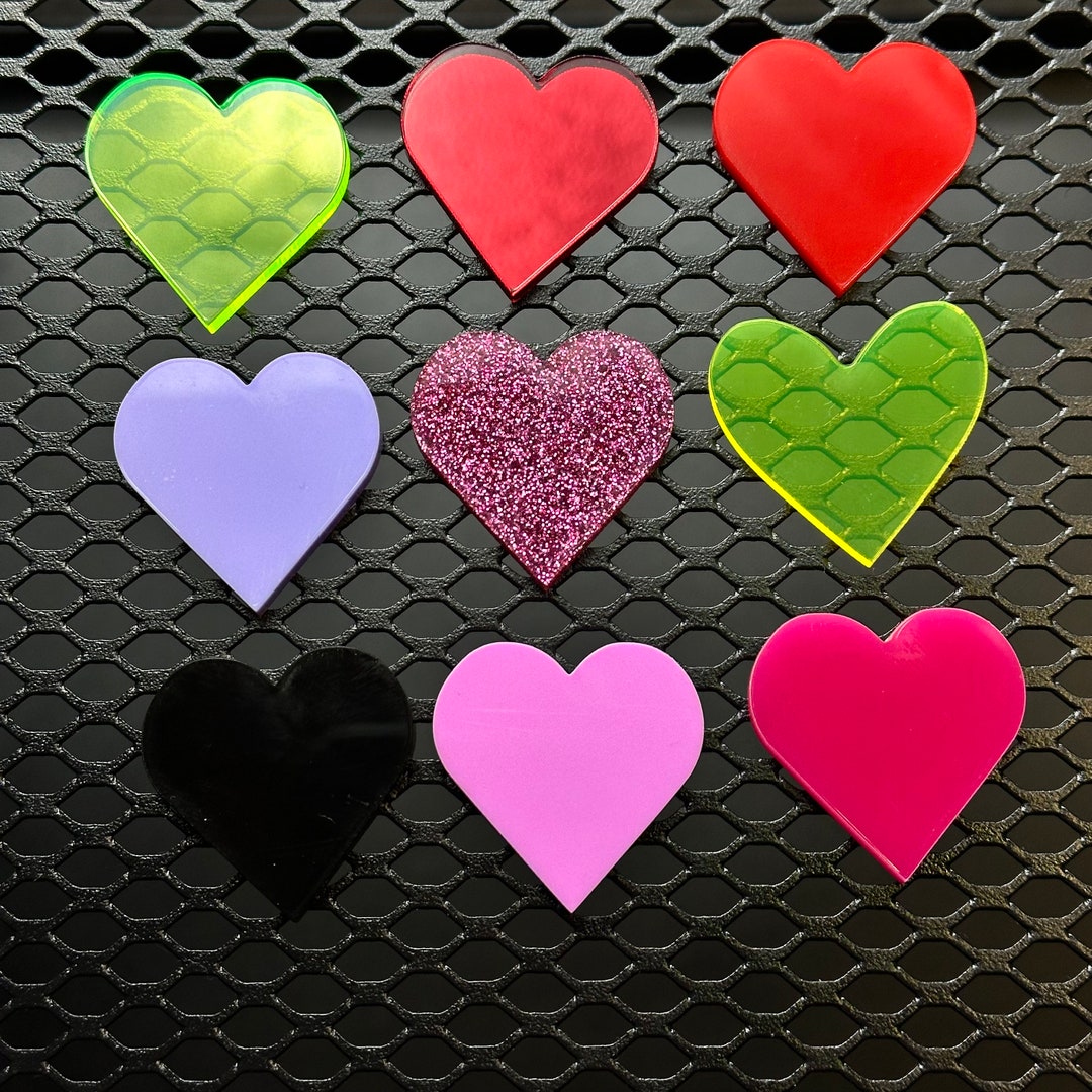 5 Acrylic Laser Cut Charms Plain Hearts Neon Charms Wholesale Jewellery ...