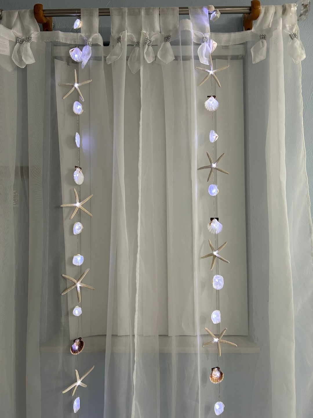Natural Seashell and Starfish String Lights/ Wedding Decor/ Beach Decor ...