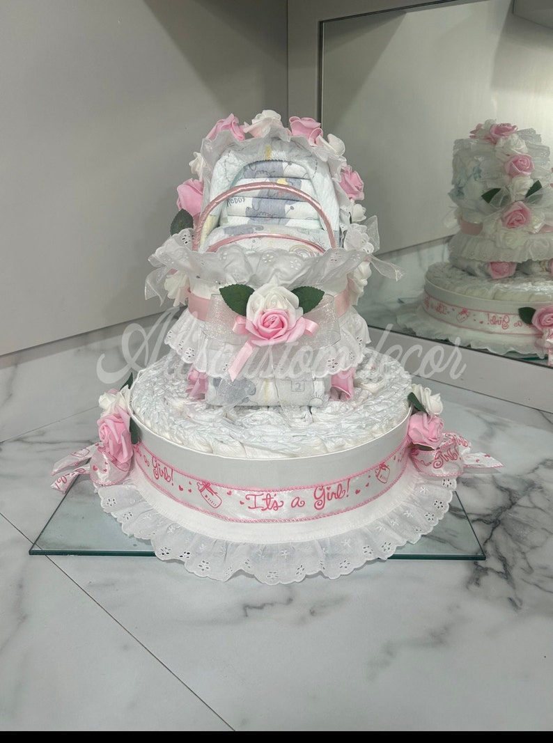 Floral Baby Stroller Diaper Cake/diaper Cake/baby Stroller - Etsy