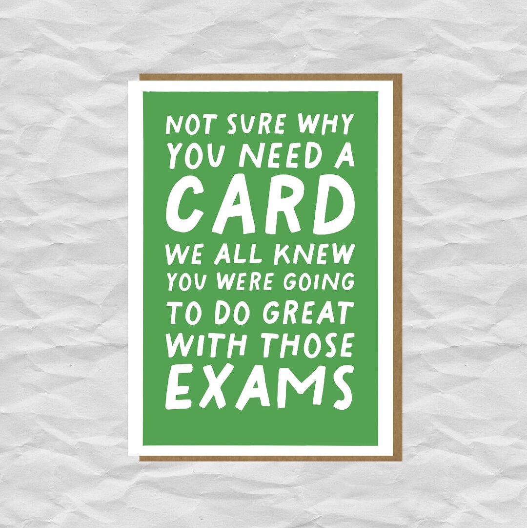 Exam Congratulations Card Exam Pass Card GCSE Pass A-level Pass Card ...